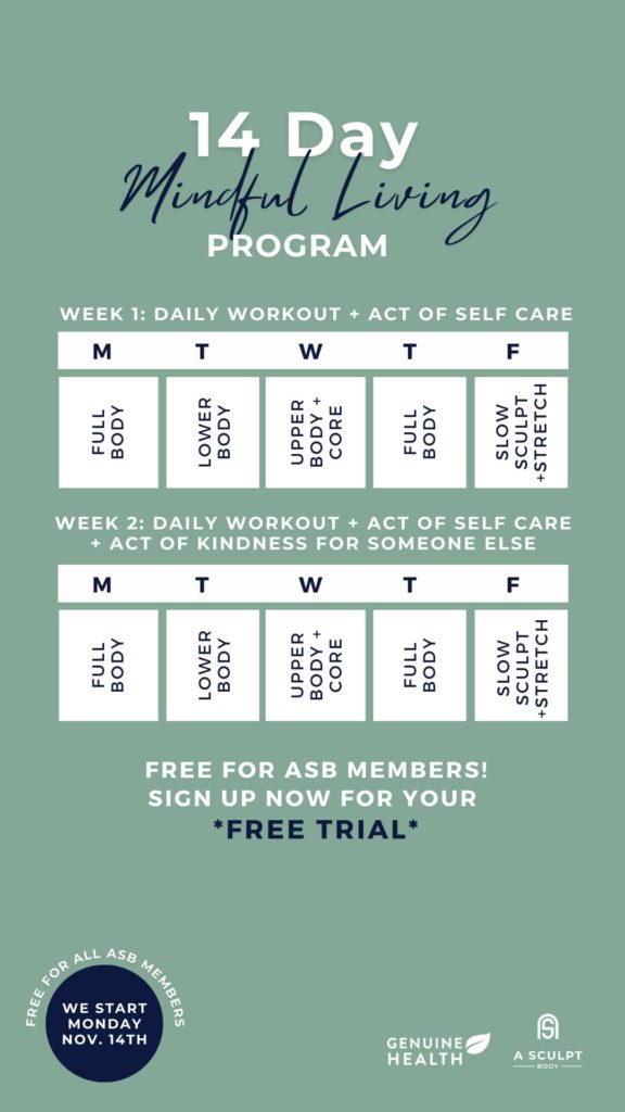 14 Day Mindful Living Program - A Sculpt Body
